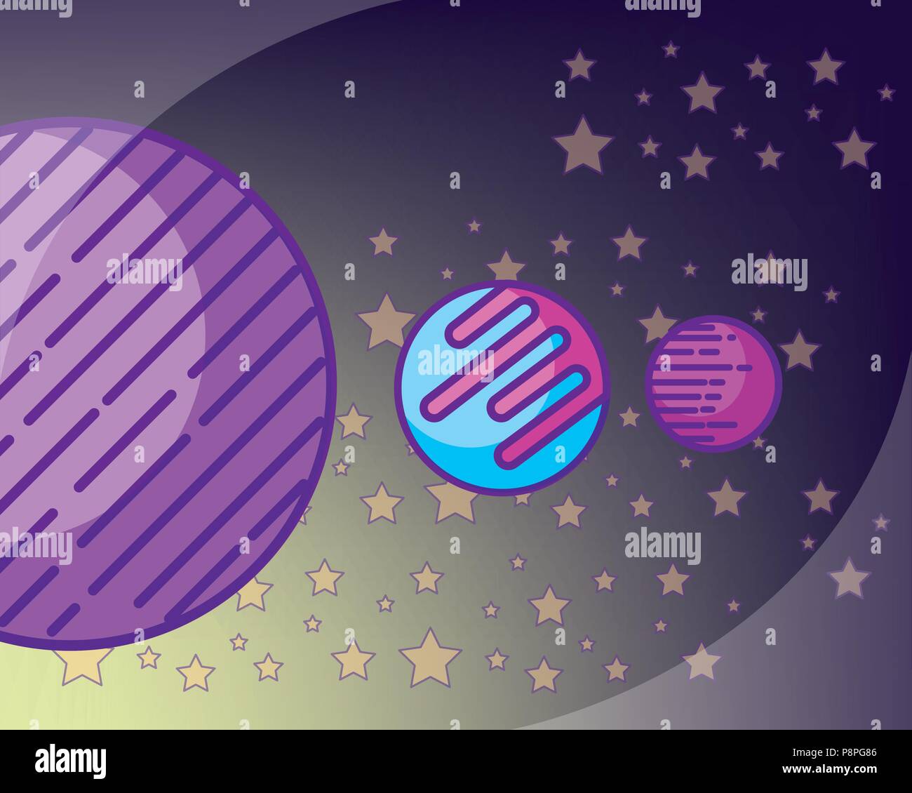 space galaxy card many stars planets connection sparkly vector ...