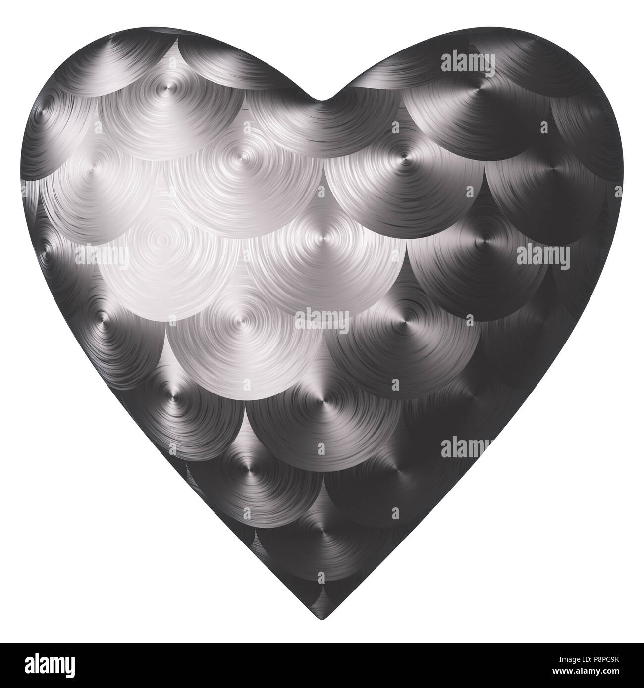 Heart of steel. Isolated on white background. Include clipping path. 3d ...