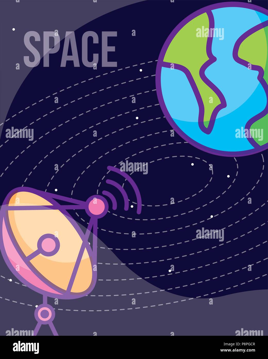 space galaxy cosmic card world connection antenna signal waves vector ...