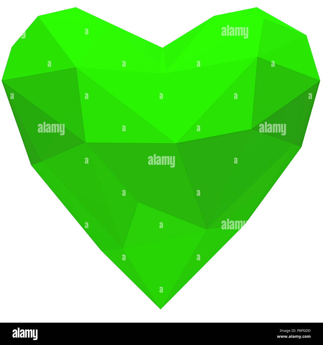 Green crystal heart. Isolated on white background. Include clipping ...