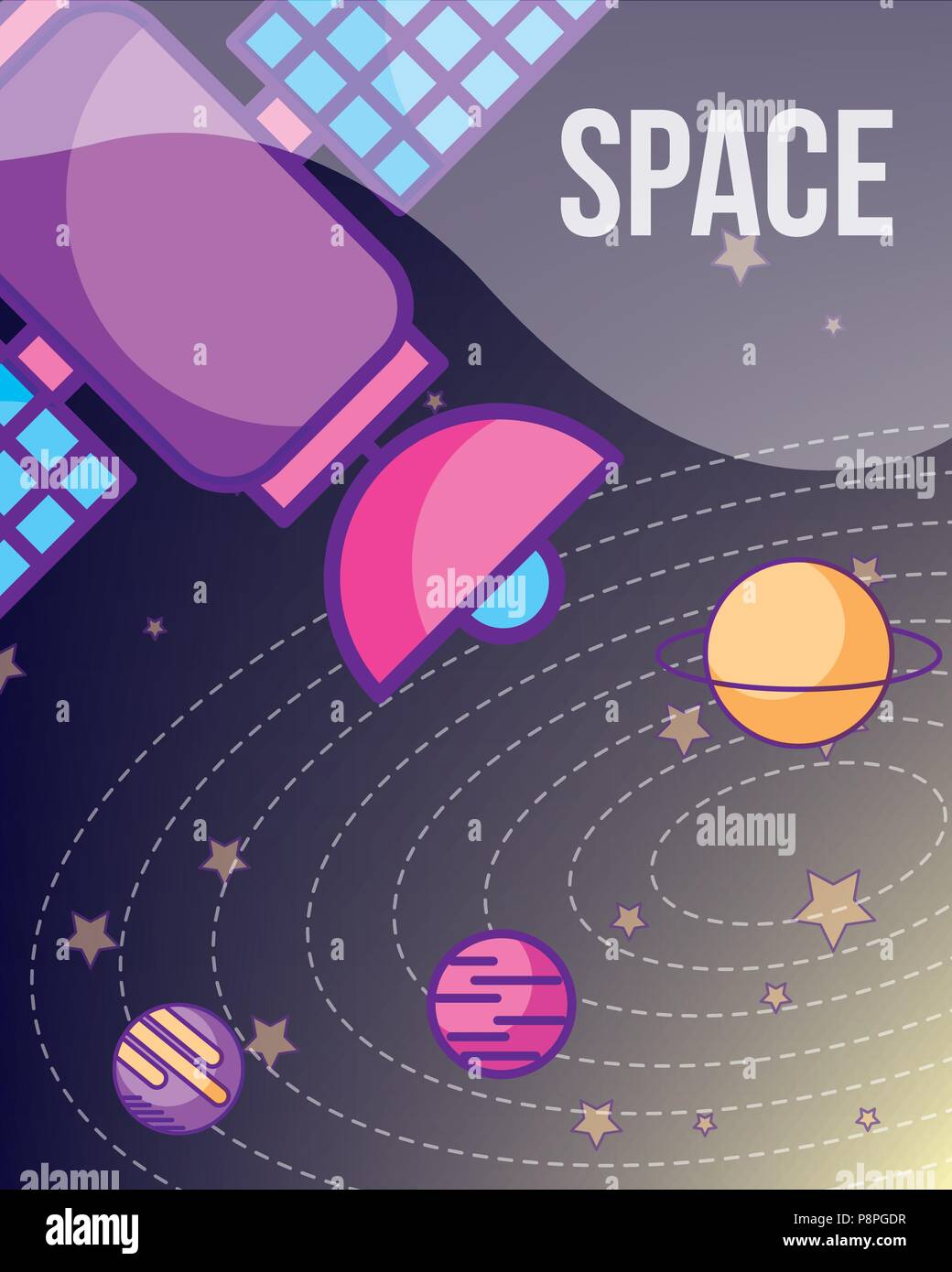space galaxy cosmic card satelite solar system stars signal vector ...
