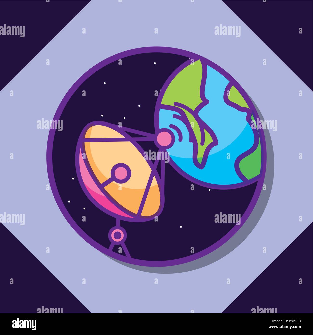 space galaxy cosmic card antenna signal world vector illustration Stock ...