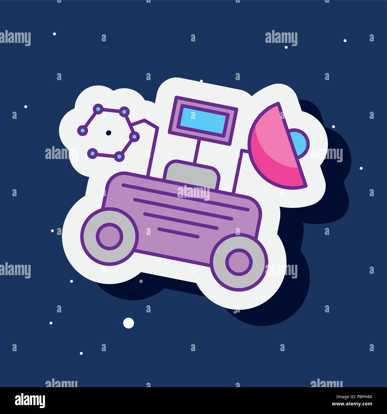 space galaxy cosmic card rover car antenna signal explore vector ...