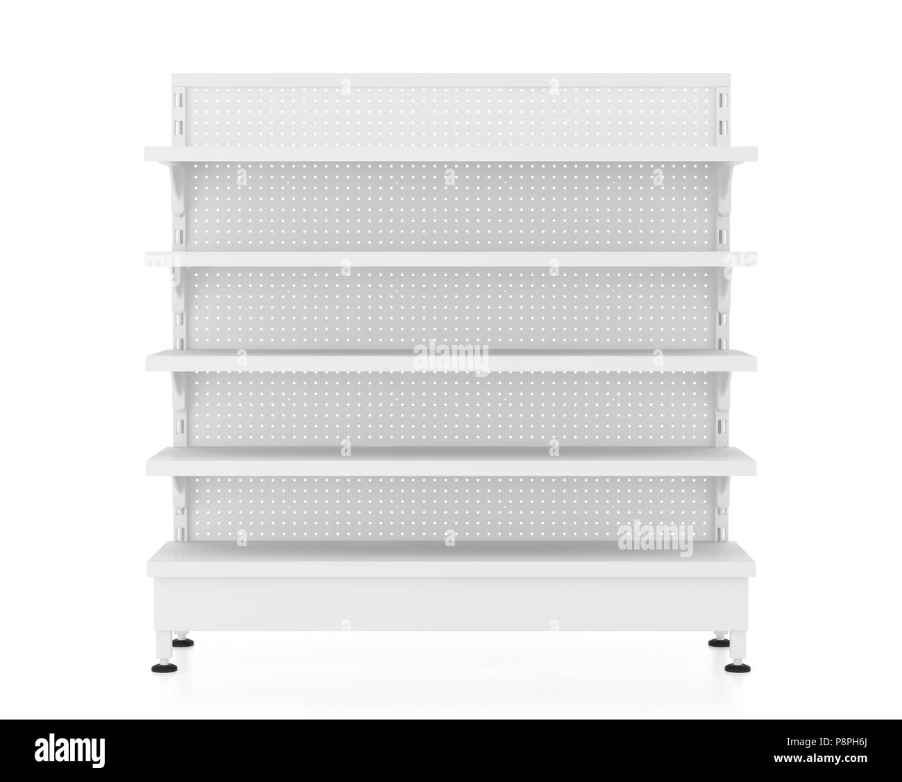 Empty supermarket shelves isolated on white background. Include ...