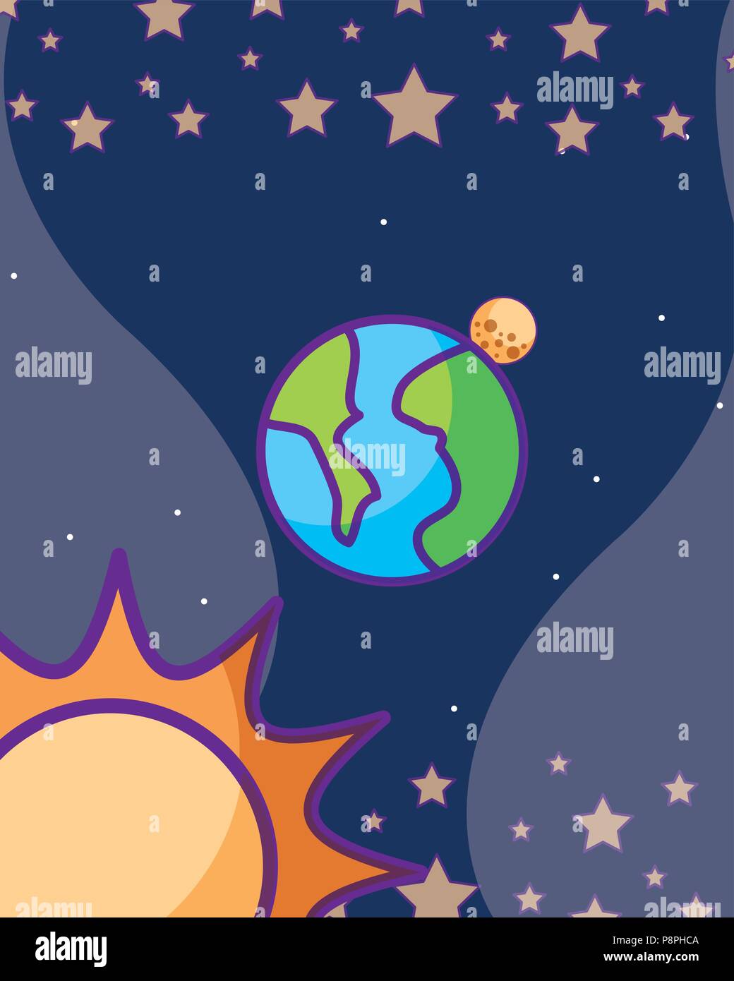 space galaxy cosmic card stars planet world sun vector illustration ...