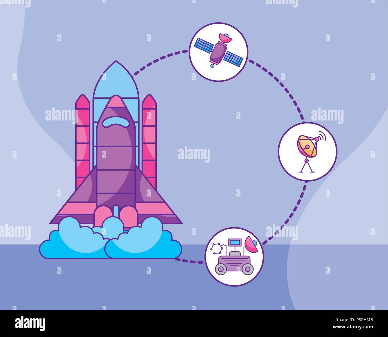 space galaxy cosmic card rocket connection satelite antenna signal ...