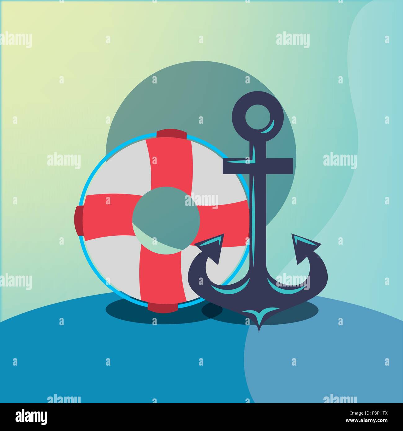 nautical maritime design anchor float rescue vector illustration Stock ...