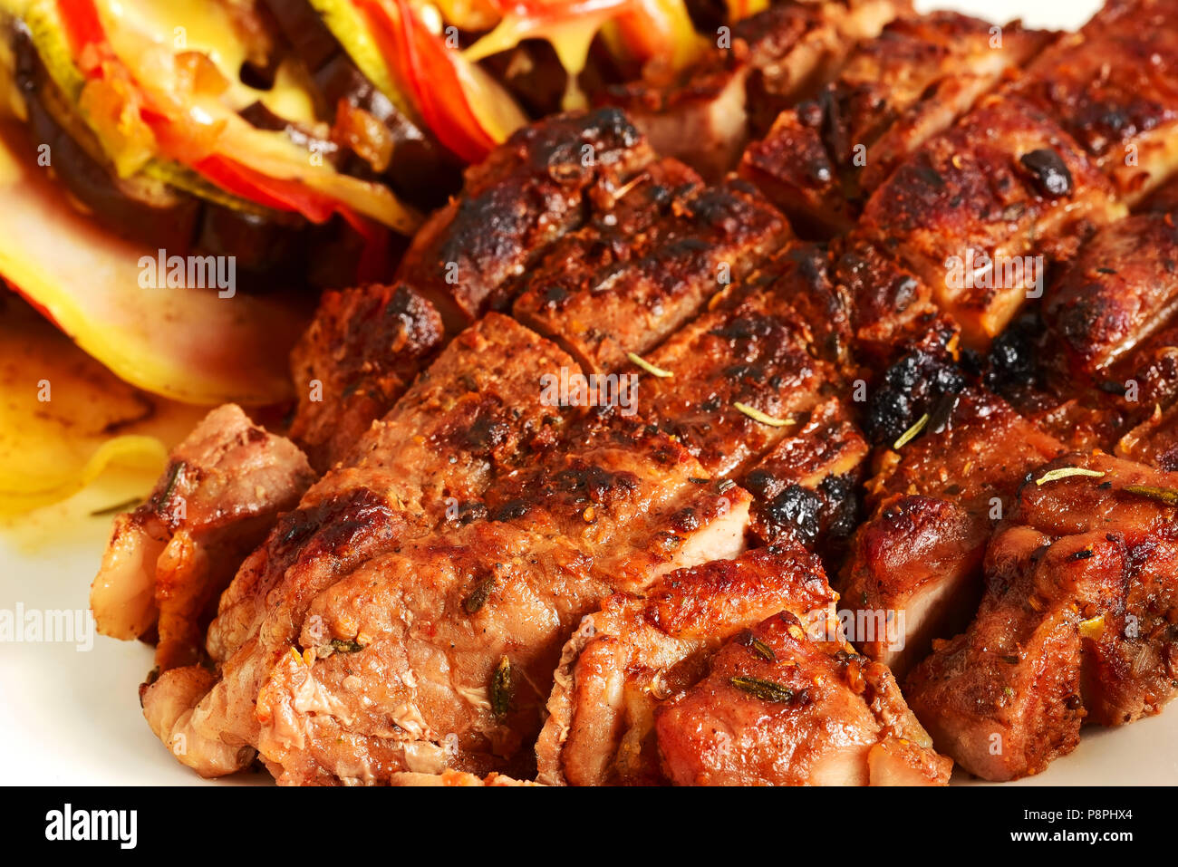 Beef Sliced. Beef grilled steak Stock Photo - Alamy