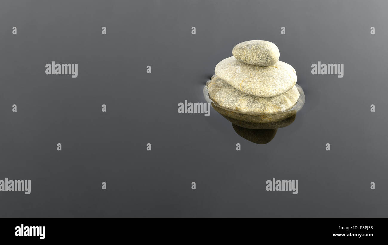 three stones on the water Stock Photo - Alamy