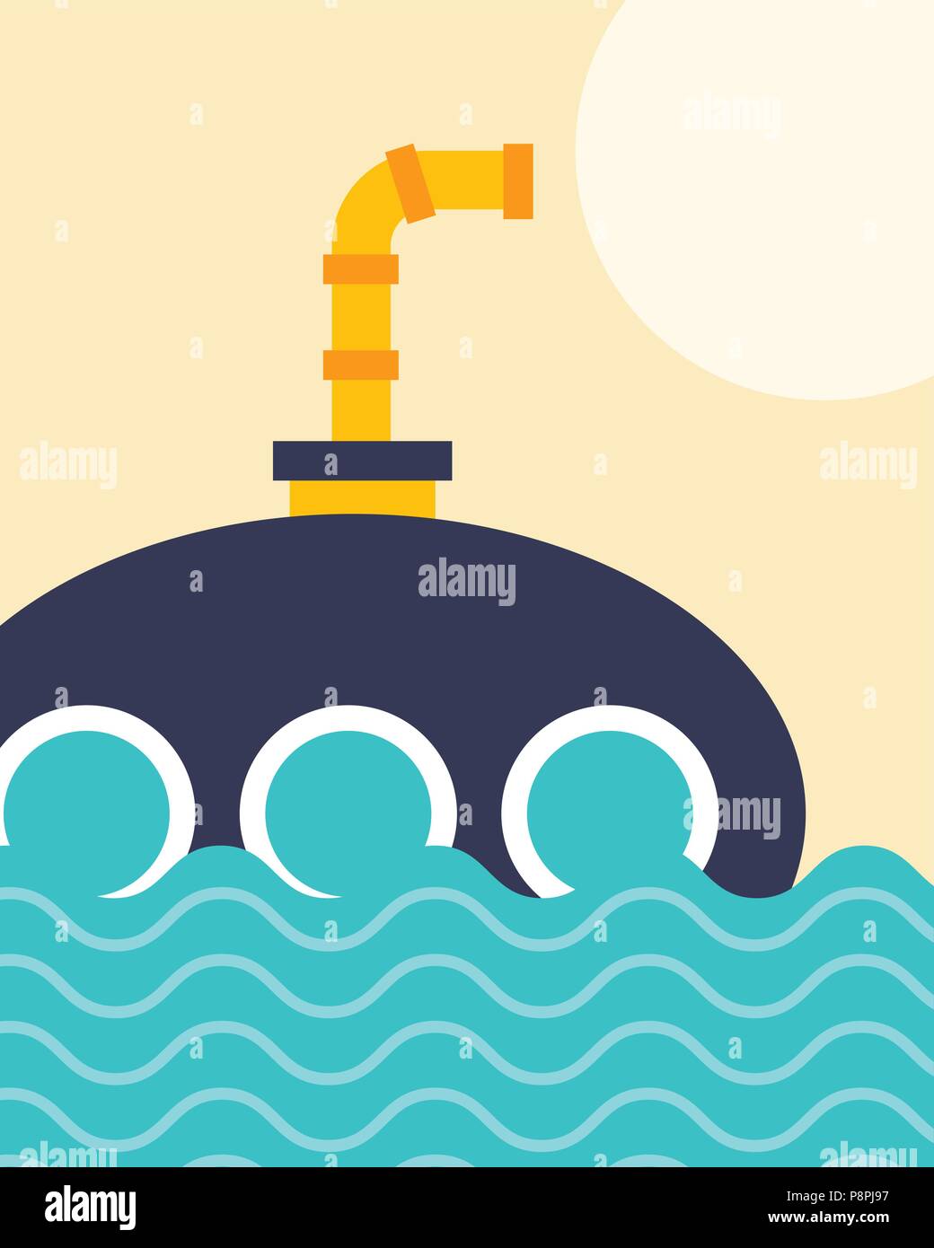 nautical maritime design ocean submarine vector illustration Stock ...
