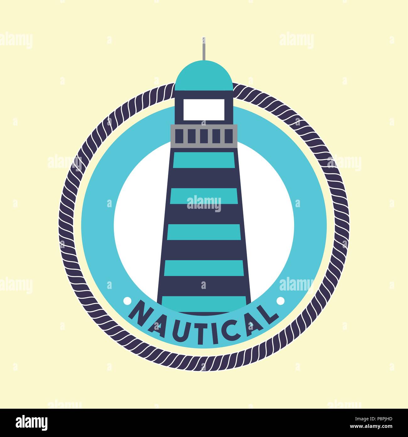 nautical maritime design sticker sign lighthouse blue vector ...