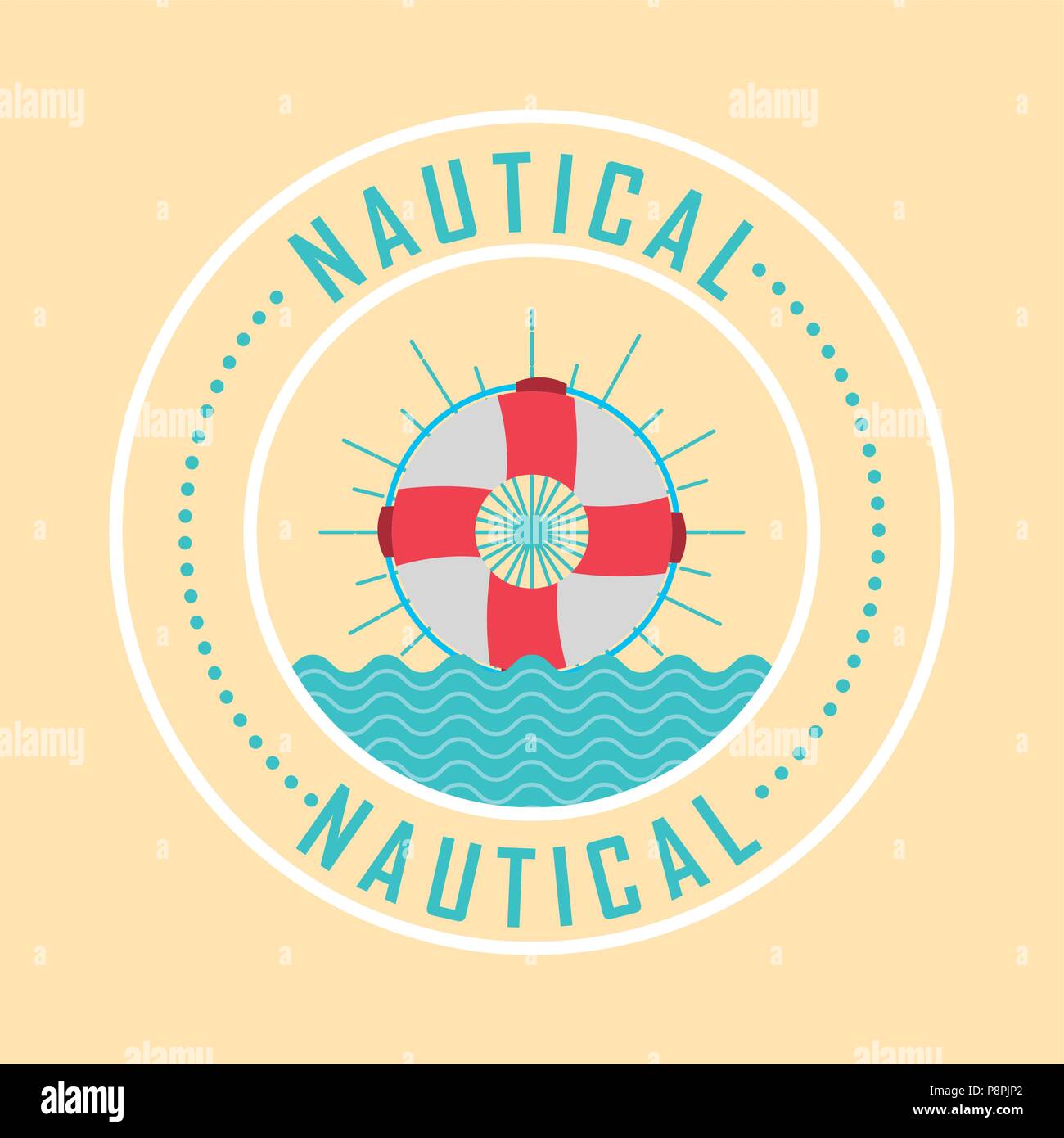 nautical maritime design float rescue in the ocean vector illustration ...