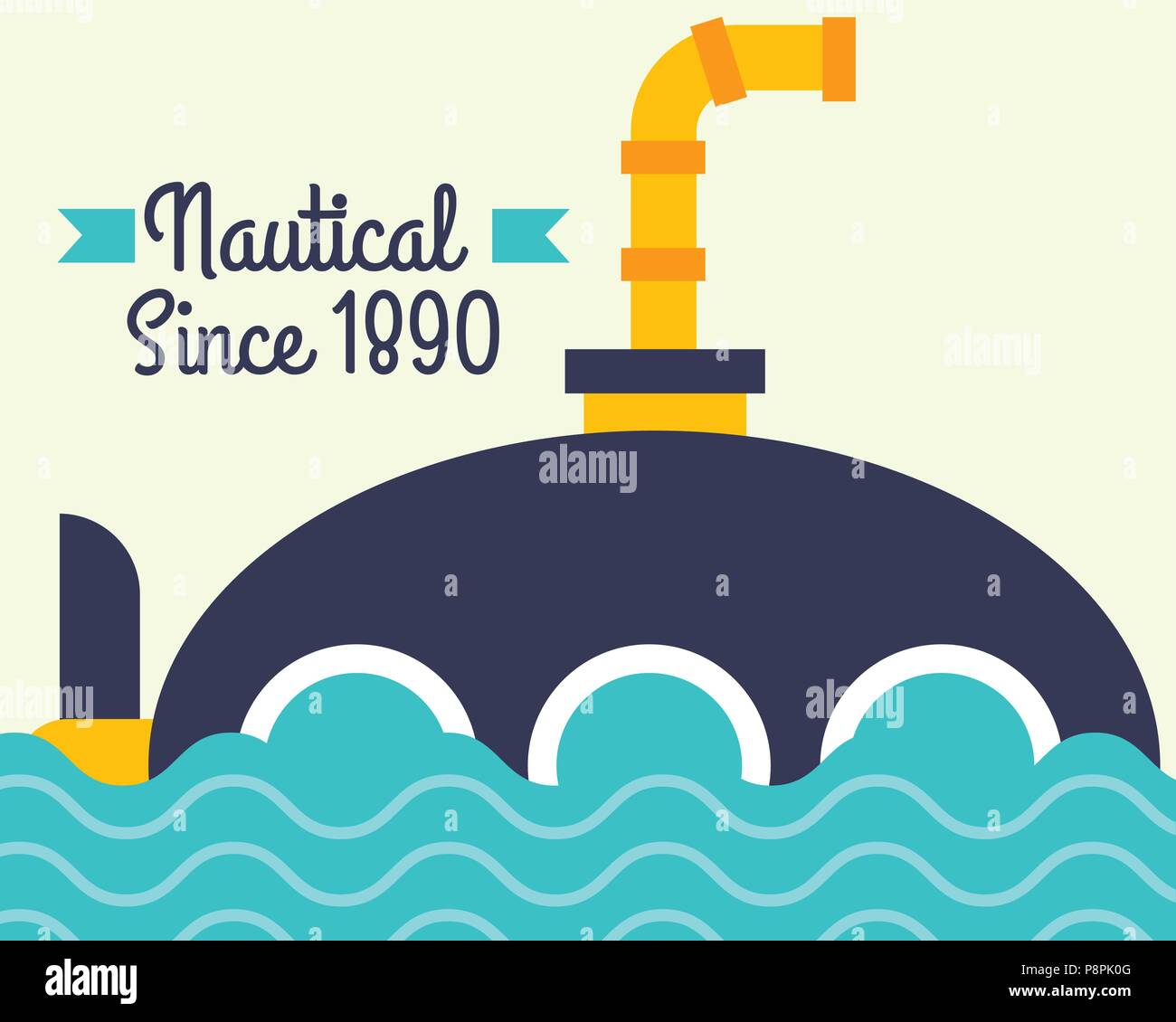 nautical maritime design submarine under sea sign vector illustration ...