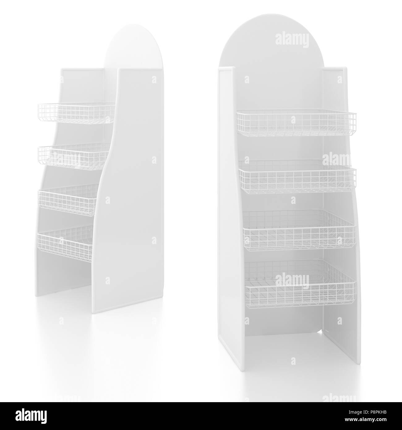 Empty display stand with wire shelves. Isolated on white background ...