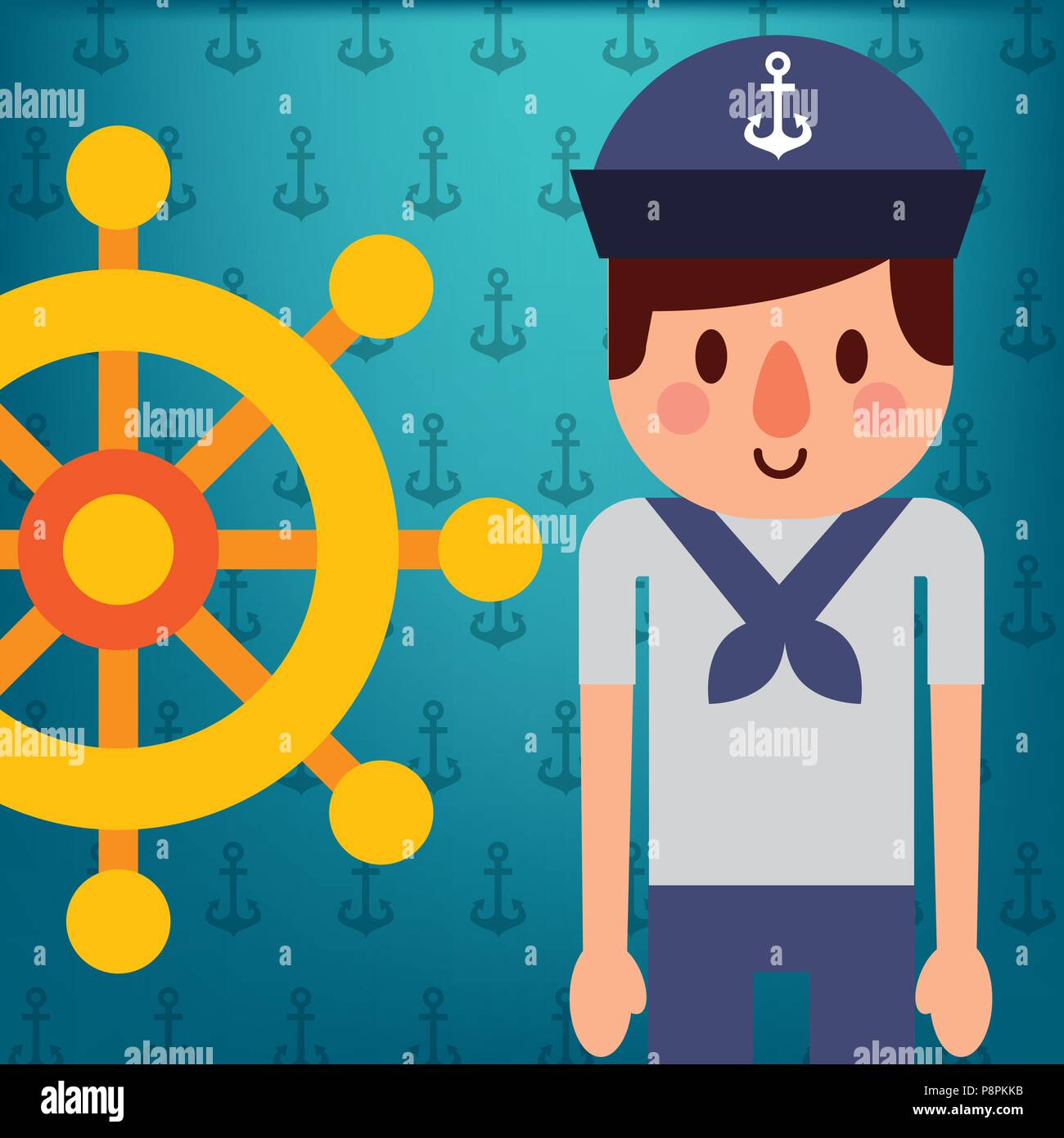 nautical maritime design anchors background cute sailor helm vector ...