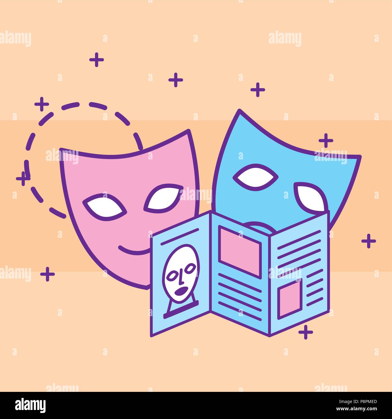 museum monuments design theater faces happy sad schedule vector ...