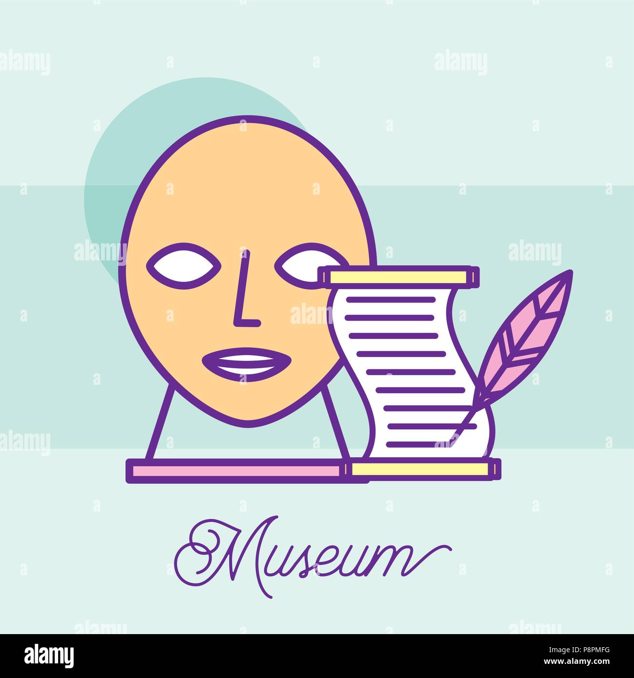 museum monuments design theater face paper fountain pen vector ...