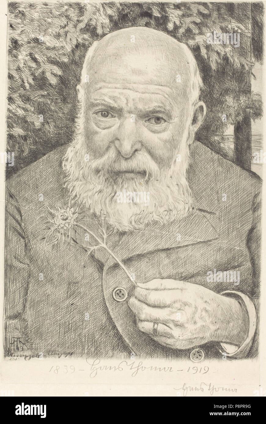 Hans Thoma, Self-Portrait VI with Flower, German, 1839 - 1924, 1909 ...