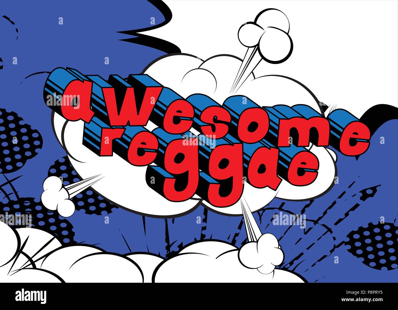 Awesome Reggae - Comic book word on abstract background Stock Vector ...