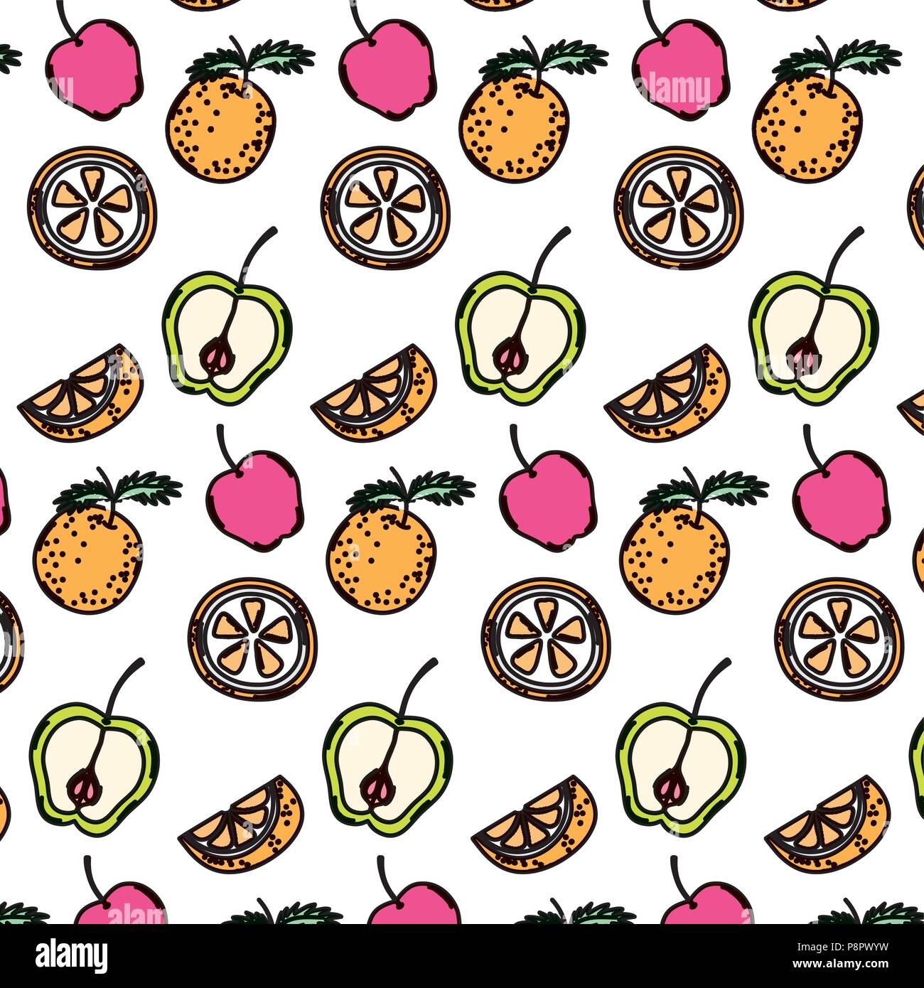 color delicious fresh fruits nutrition background vector illustration ...