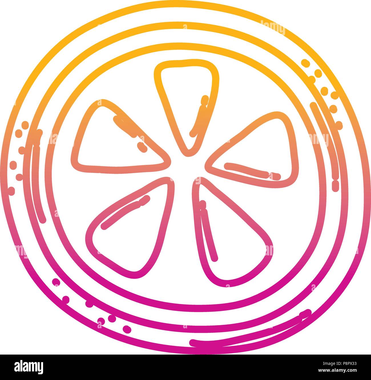 degraded line delicious fresh slice orange fruit vector illustration ...