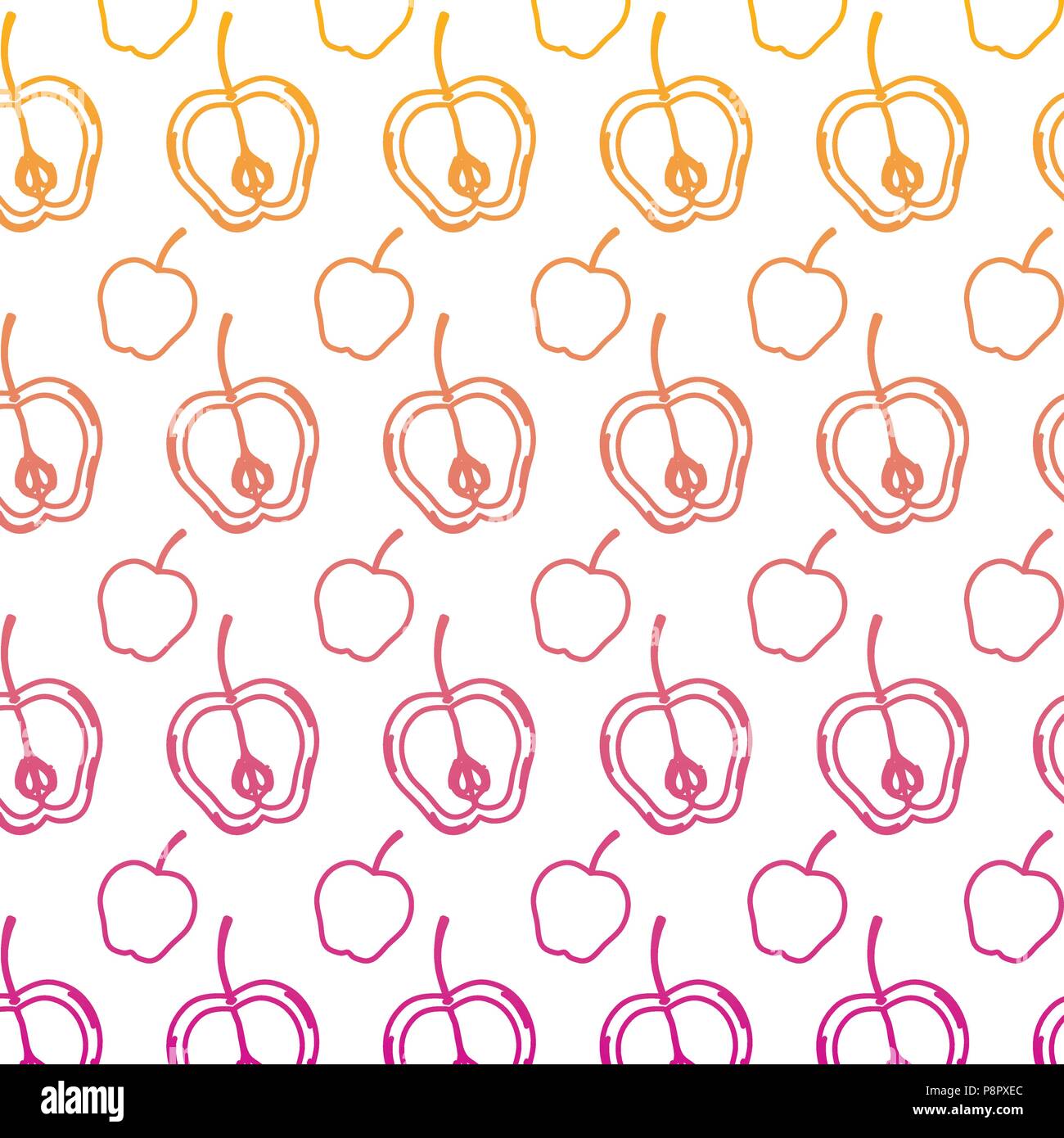 degraded line delicious apples fruits nutrition background vector ...