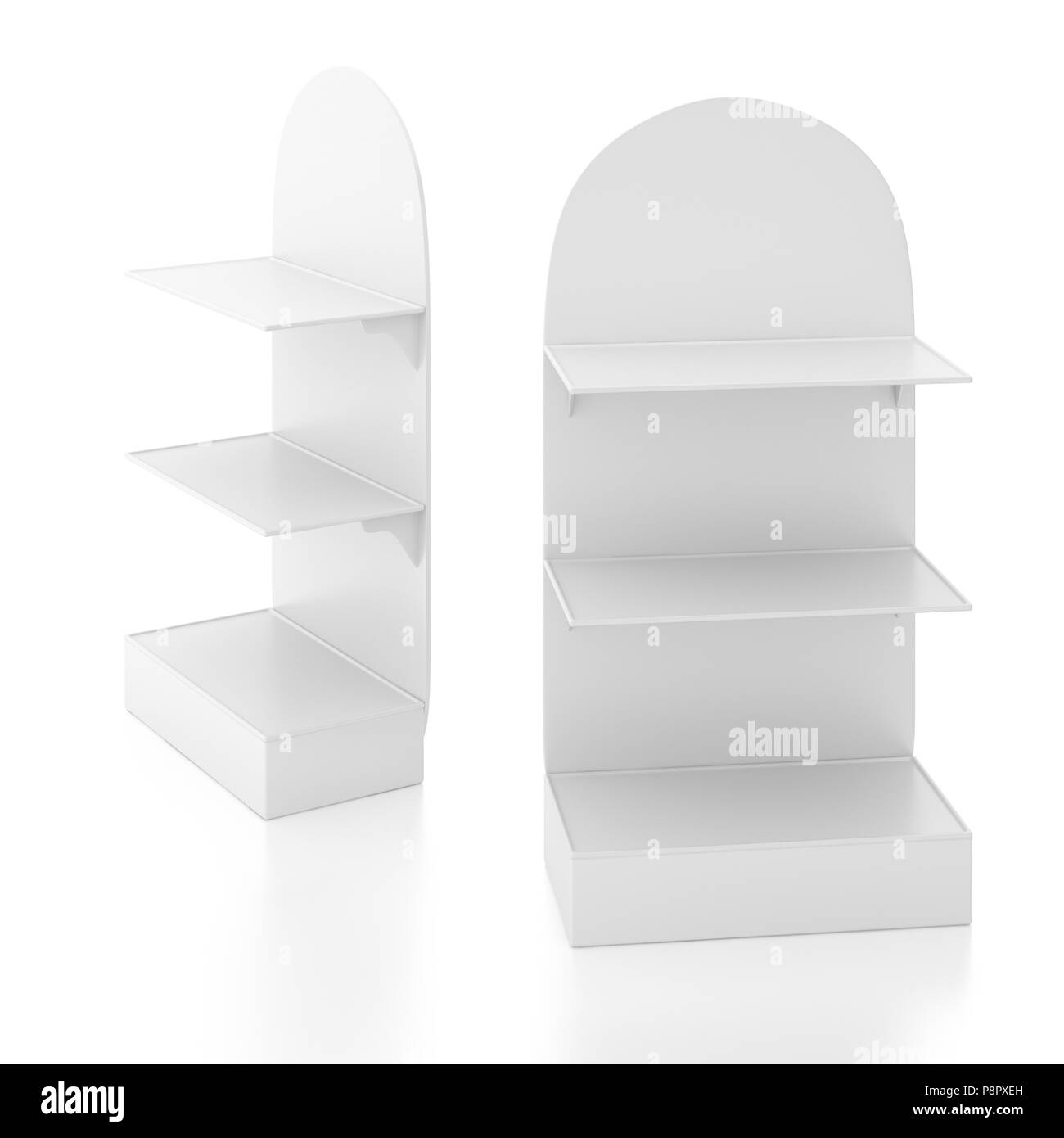 Empty product display stand. Isolated on white background, include ...