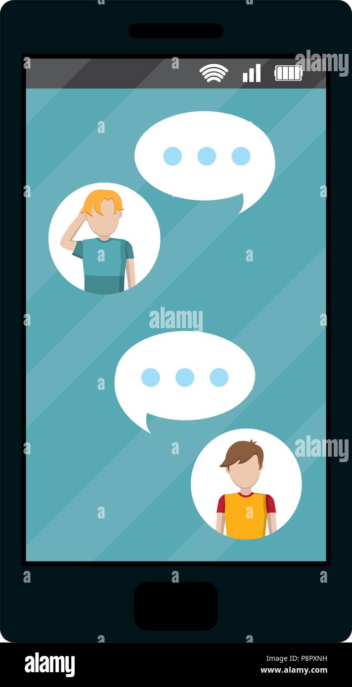 boys with social smartphone chat message vector illustration Stock ...