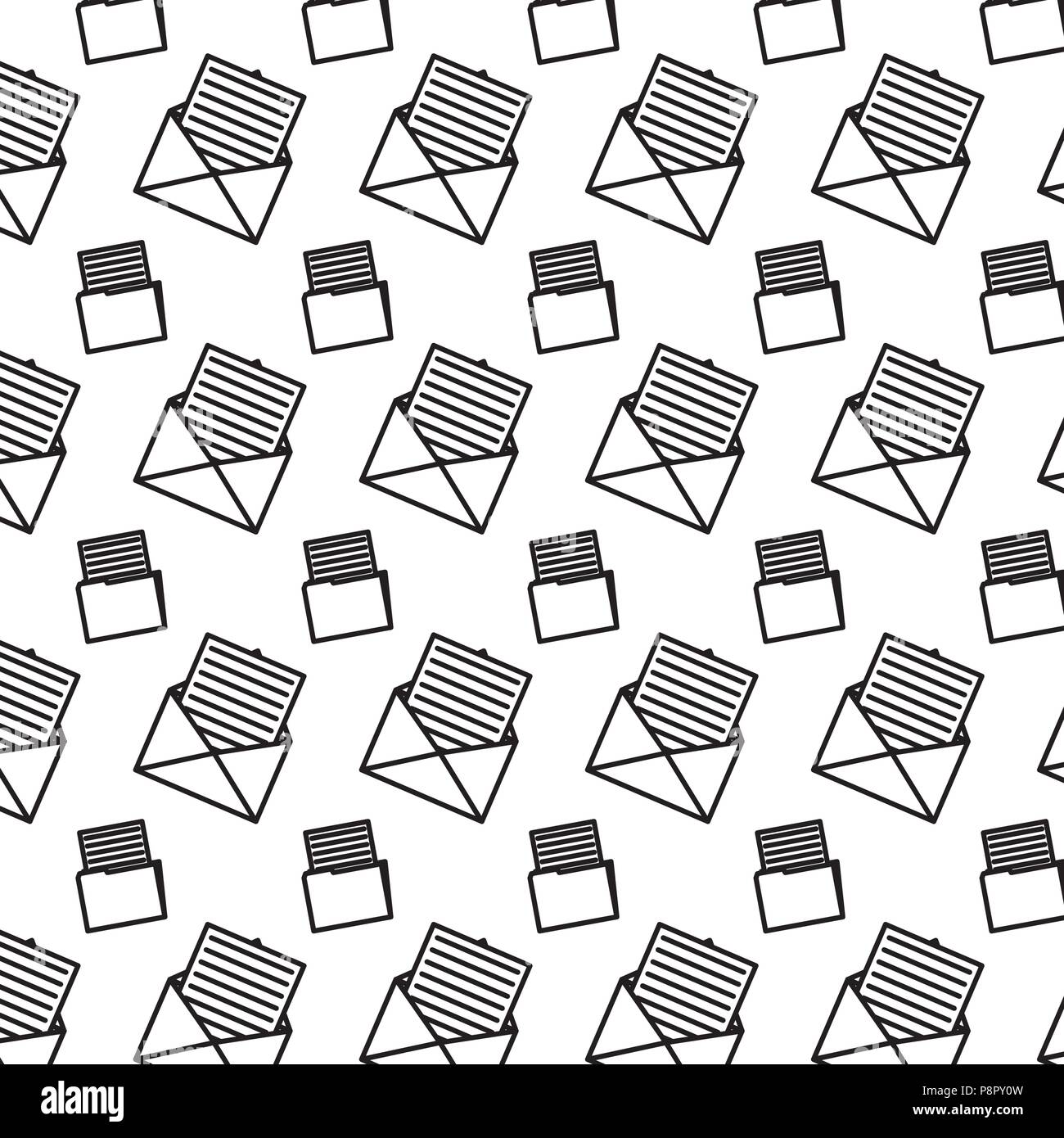 line e-mail message with office document background vector illustration ...