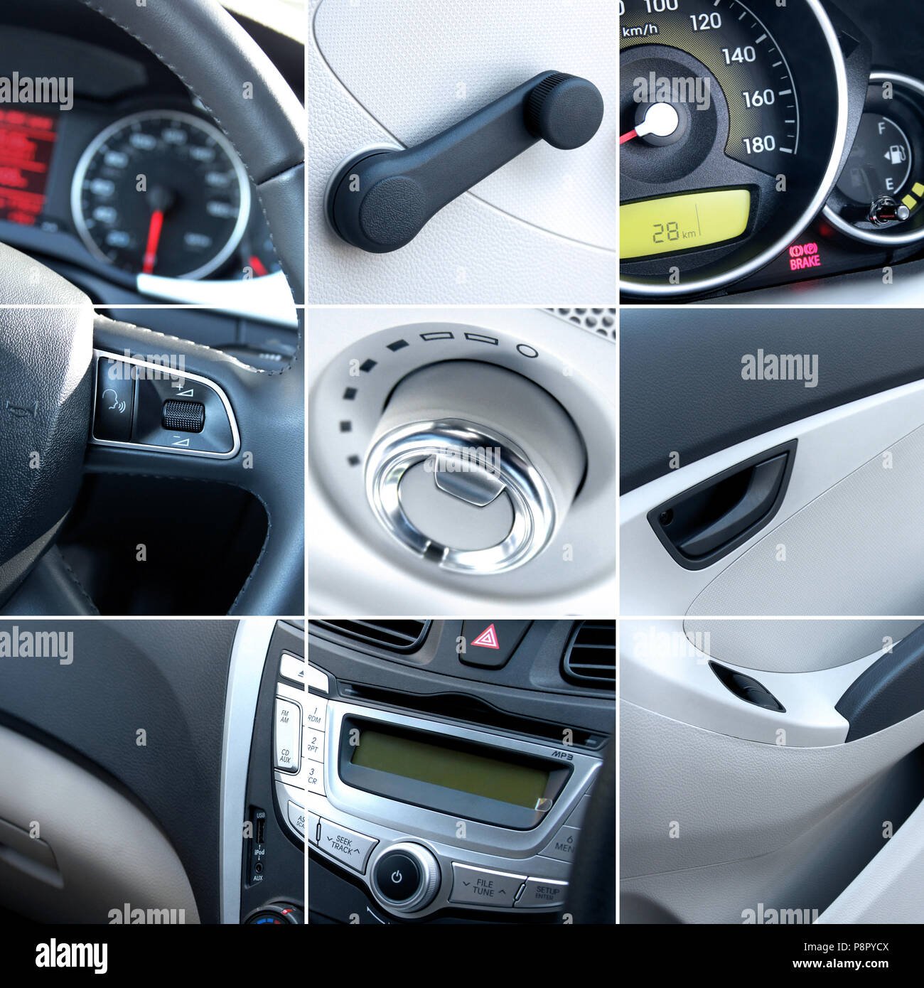 collage of modern car interiors with details Stock Photo - Alamy