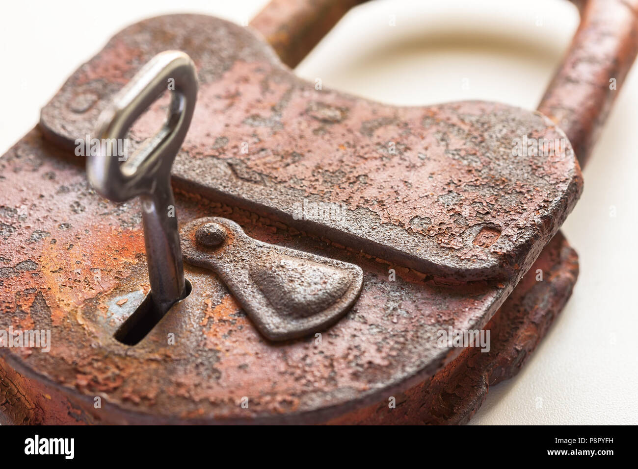 Old lock with a key. Rusty lock Stock Photo - Alamy