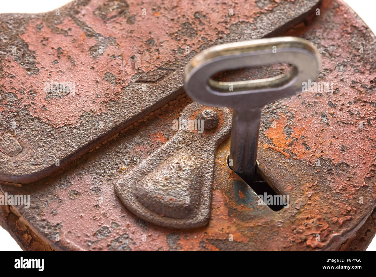Old lock with a key. Rusty lock Stock Photo - Alamy