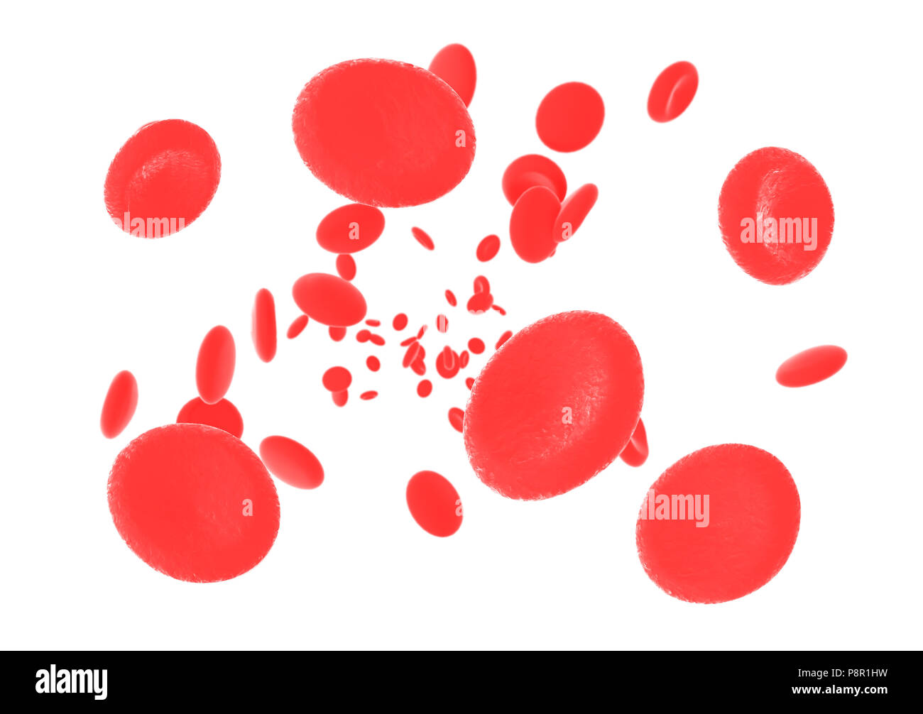 Red blood cells isolated on white background. Include clipping path. 3d ...