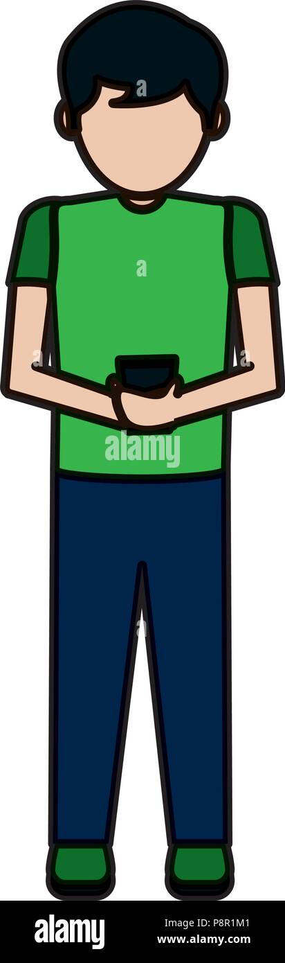 color child boy with smartphone social chat vector illustration Stock ...
