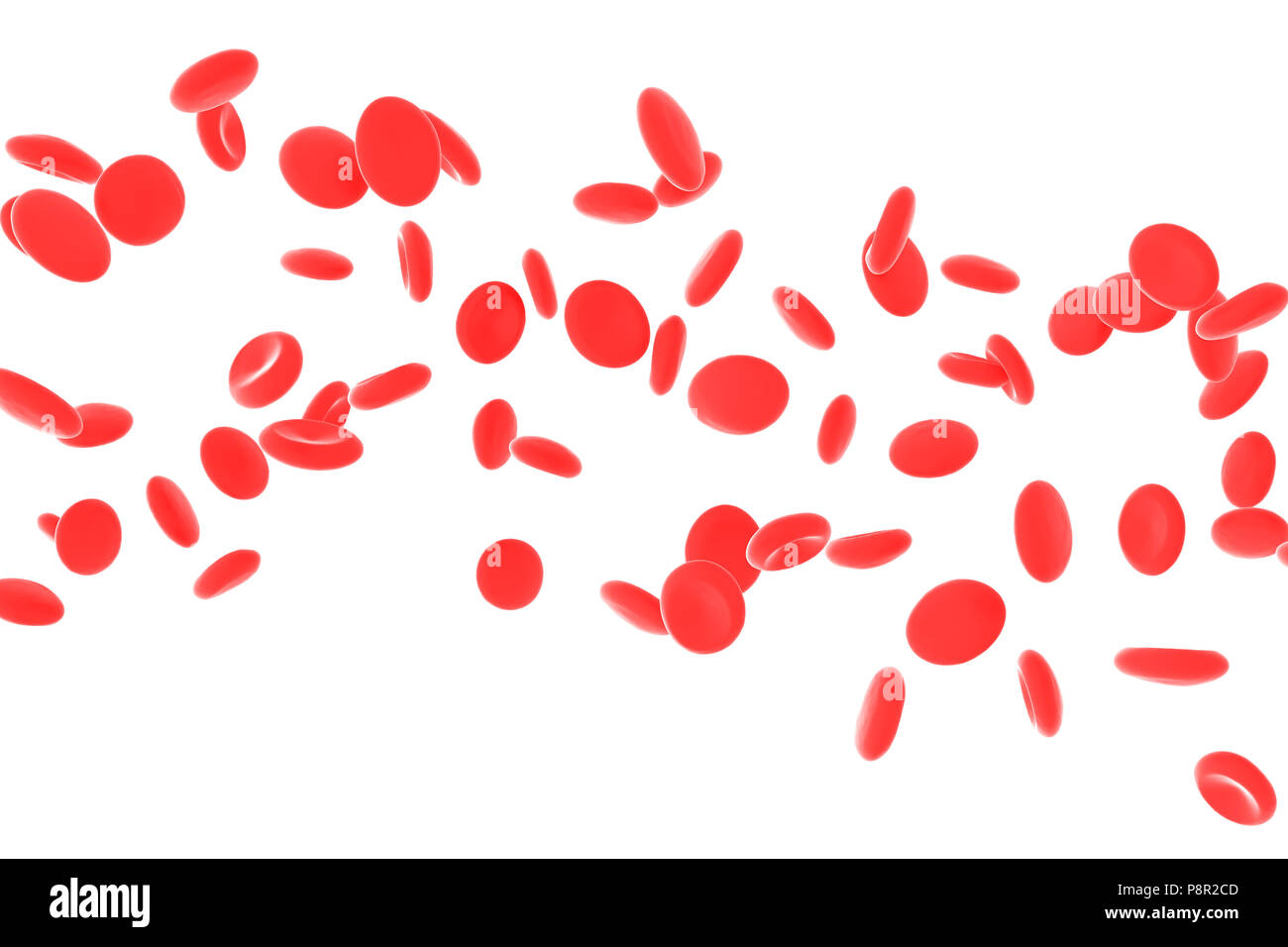 Red blood cells isolated on white background. Include clipping path. 3d ...