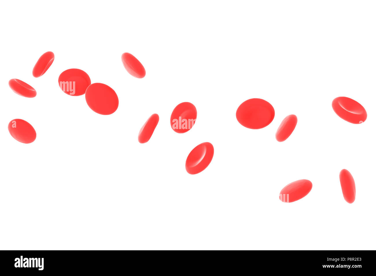 Red blood cells isolated on white background. Include clipping path. 3d ...