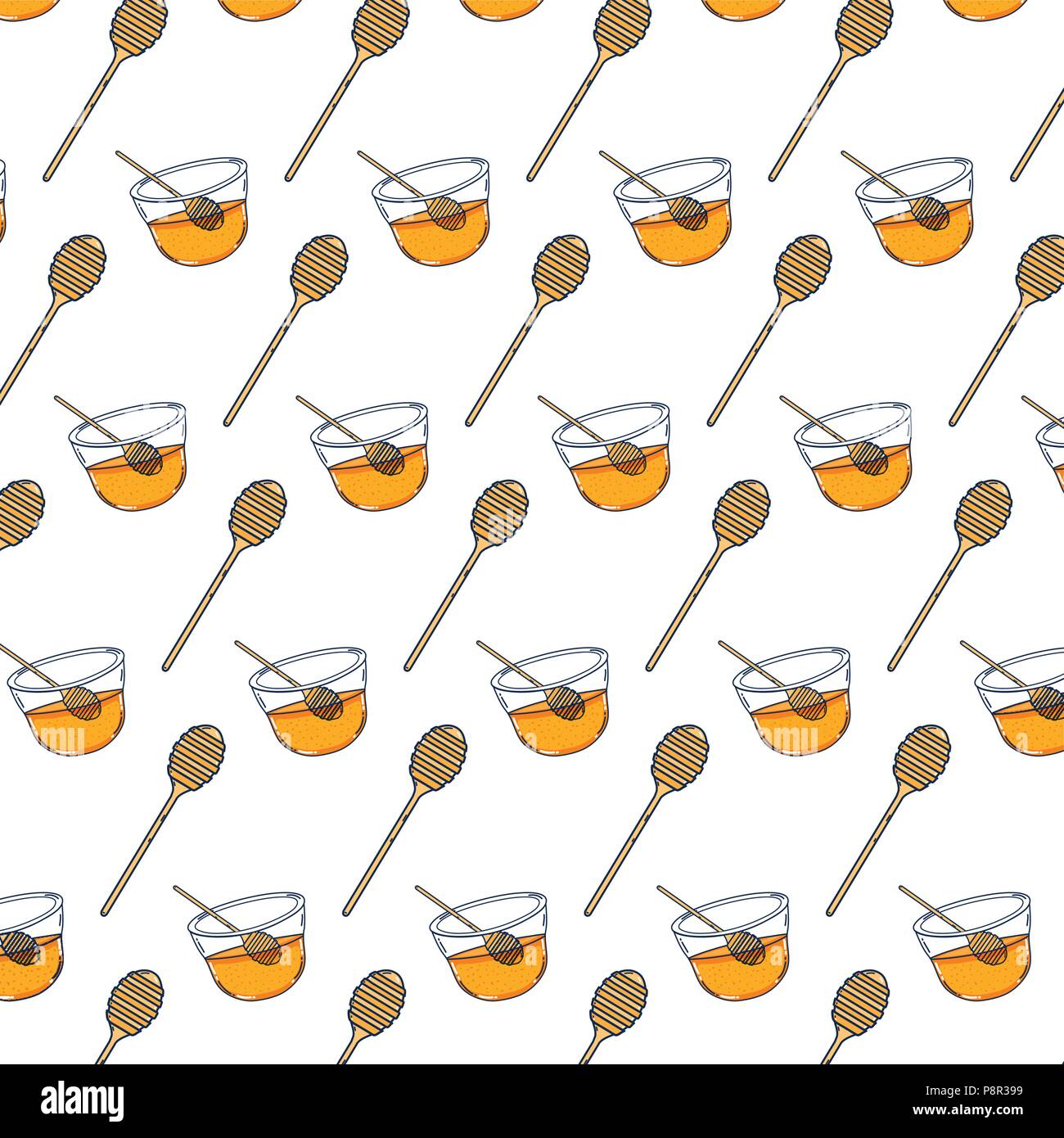 dipper kitchen tool and honey background vector illustration Stock ...