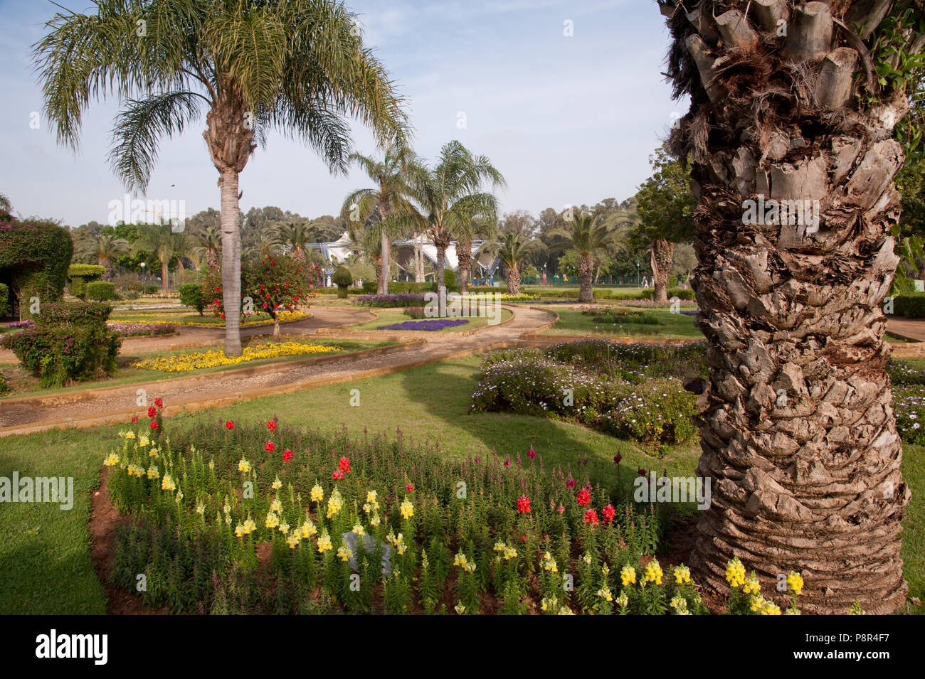 Beautiful Garden With Flowers Ang Trees Stock Photo Alamy