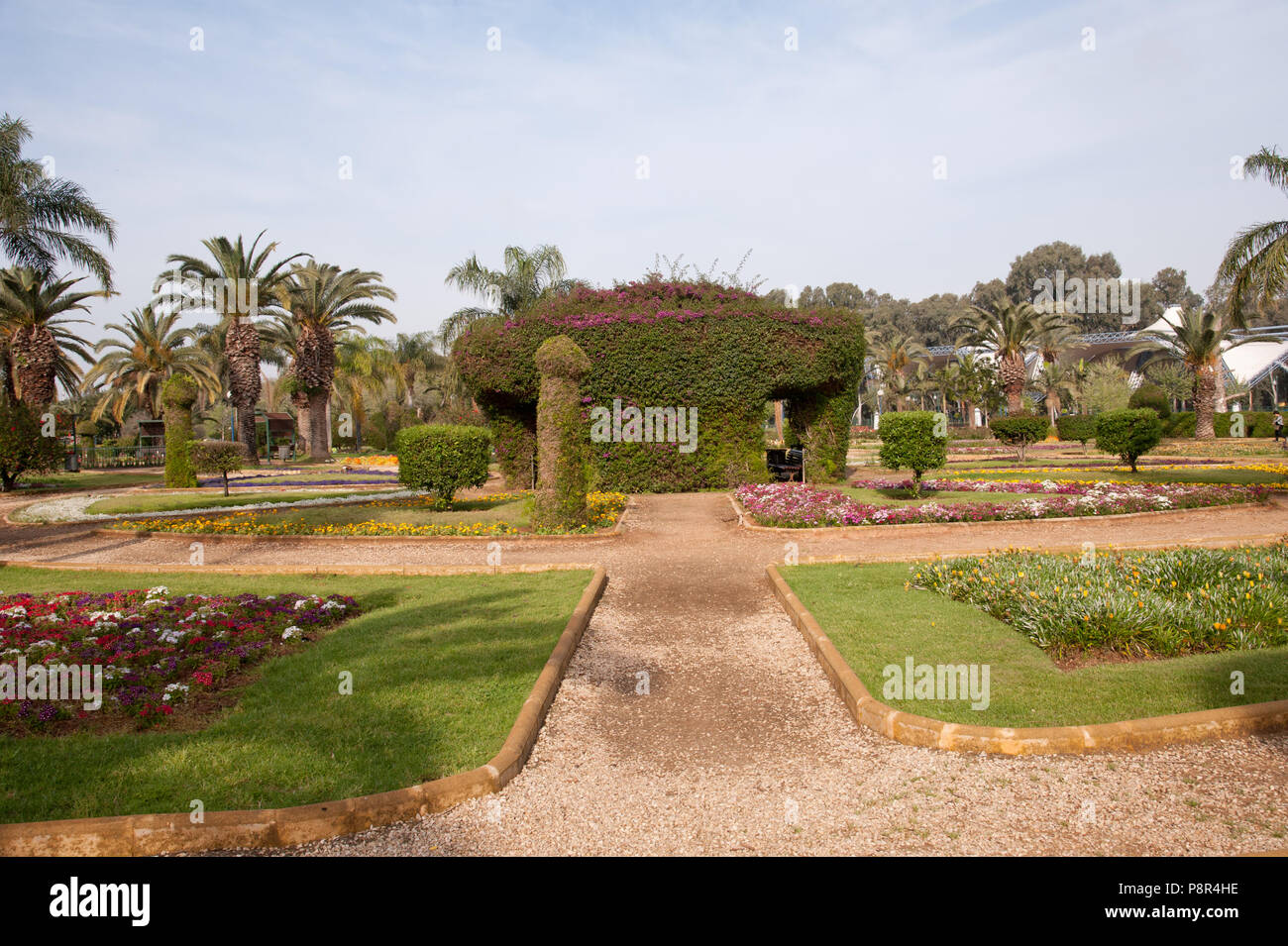 beautiful garden with flowers ang trees Stock Photo - Alamy