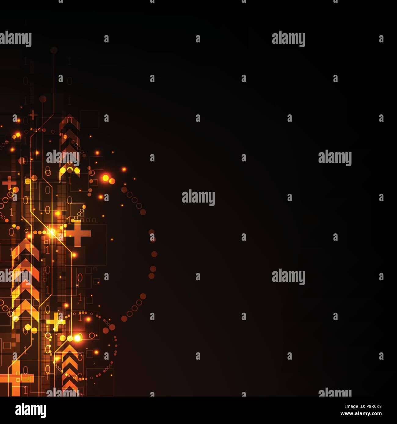 Communication of digital signals on dark orange background Stock Vector ...