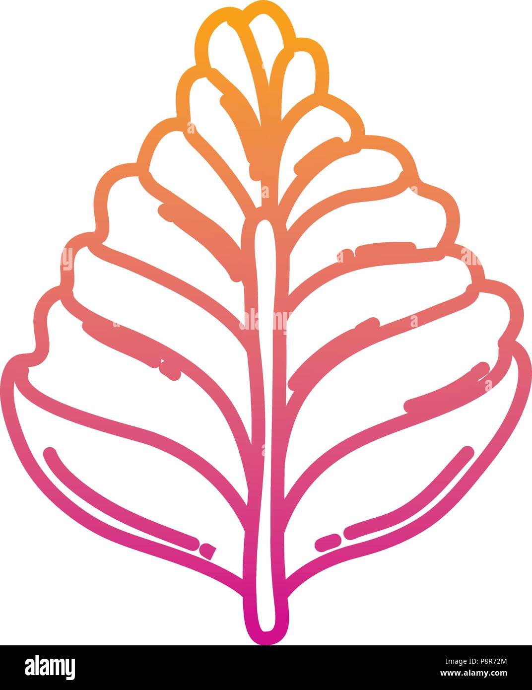 degraded line natural leaf tropital botany style vector illustration ...