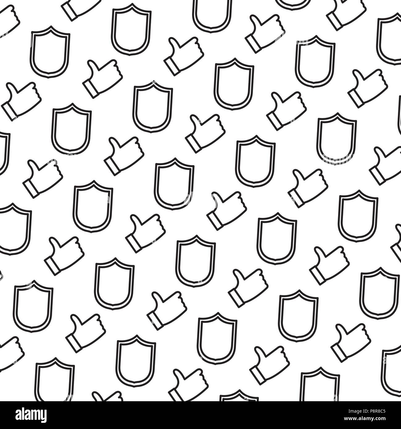 line security shield and all good gesture background vector ... line security shield and all good gesture background vector ...