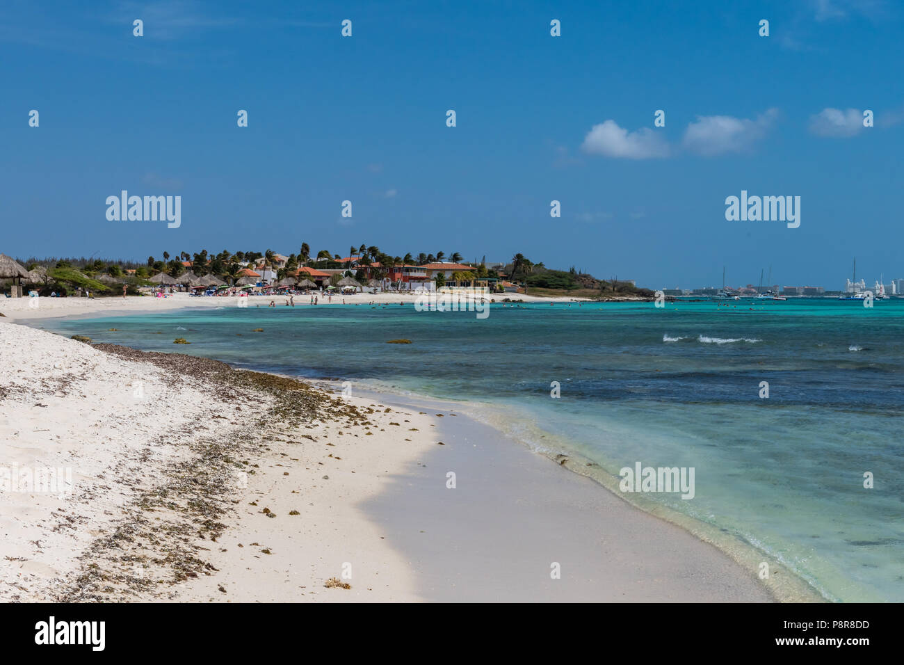 Aruba -view of northern beaches- Arashi- and high rise hotels Stock ...