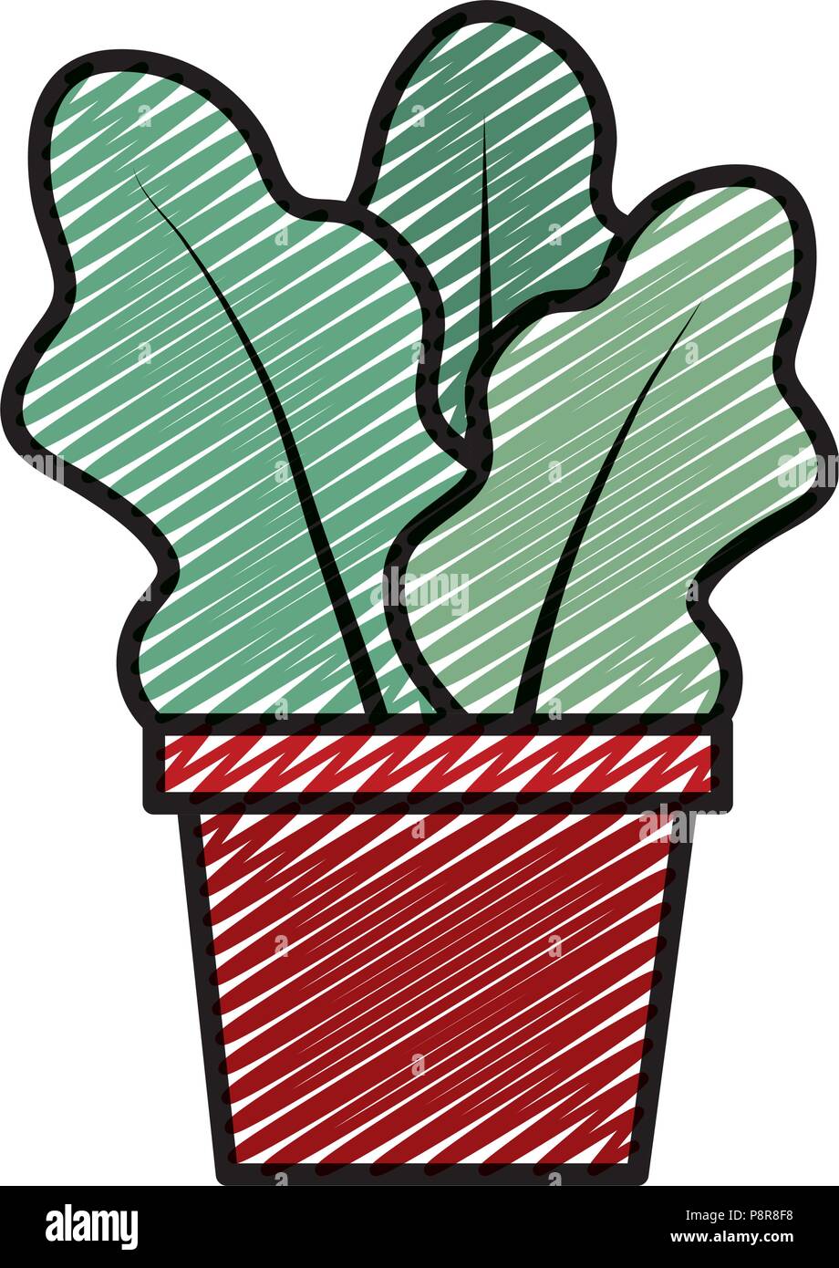 doodle natural plant with tropical leaves style vector illustration ...