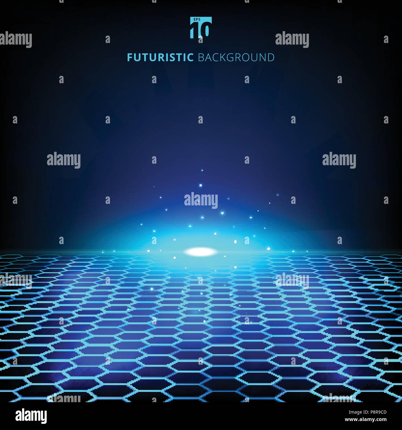 Abstract technology blue wire network futuristic wireframe data ...