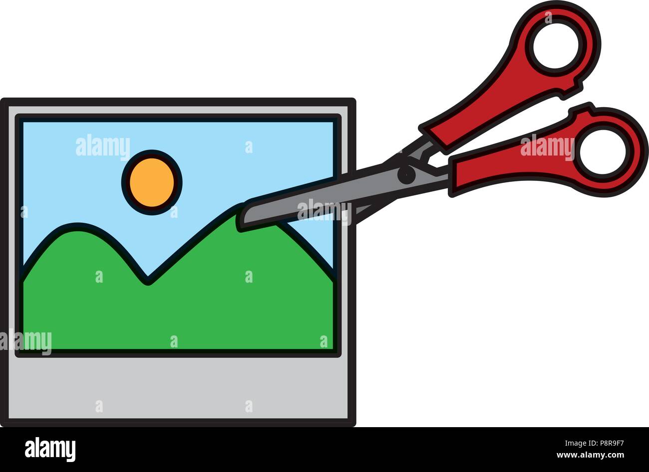 color scissors supply cutting photo design vector illustration Stock ...