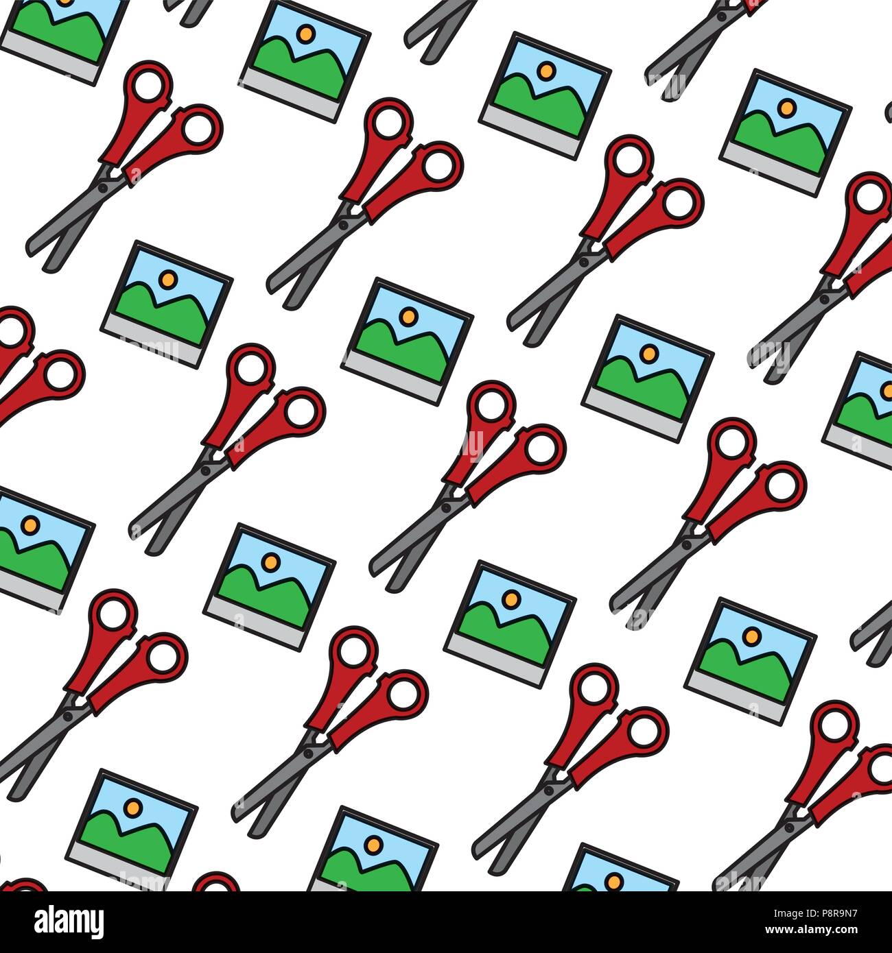 color scissors supply and photography design background vector ...