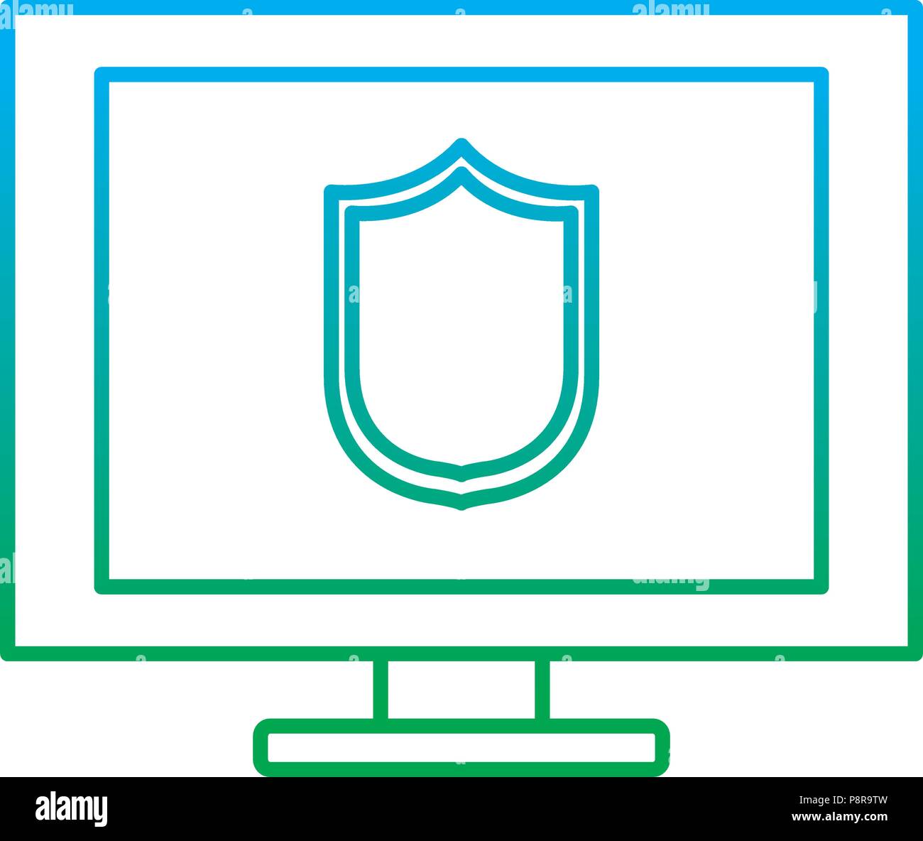 degraded line electronic computer with digital shield security vector ...