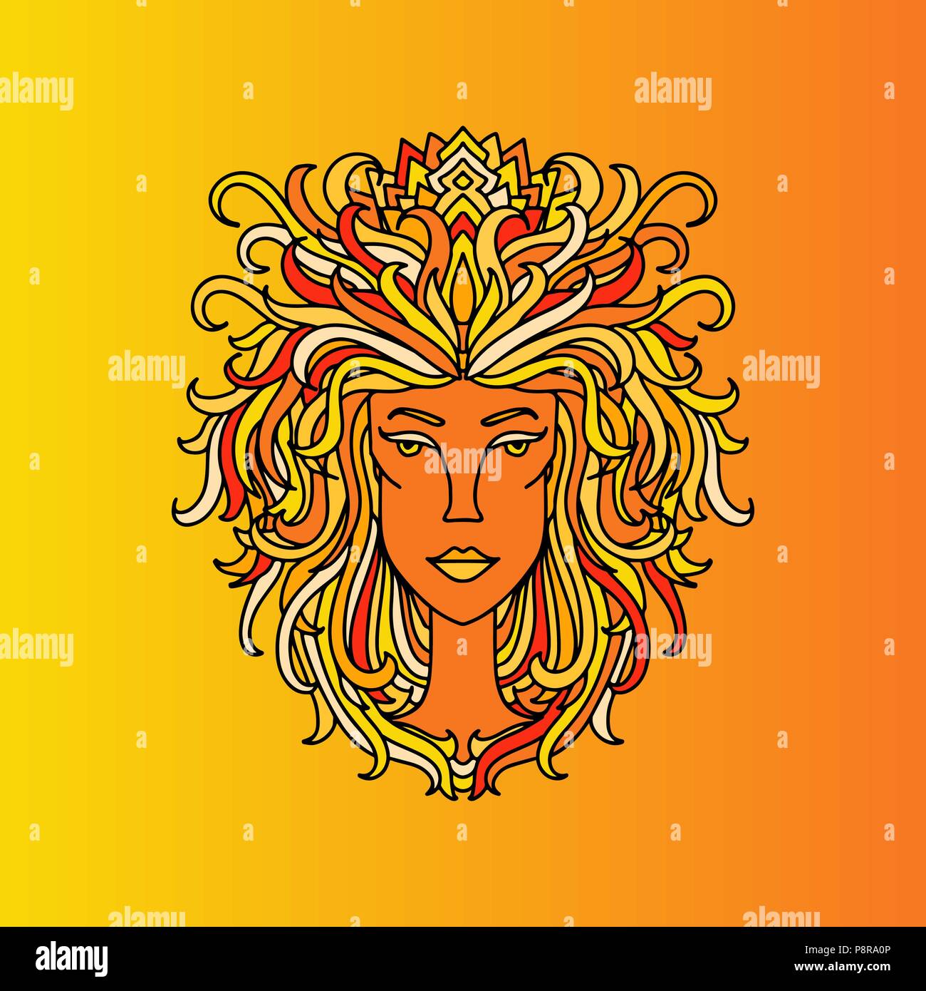 Girl illustration outline style hi-res stock photography and images - Alamy