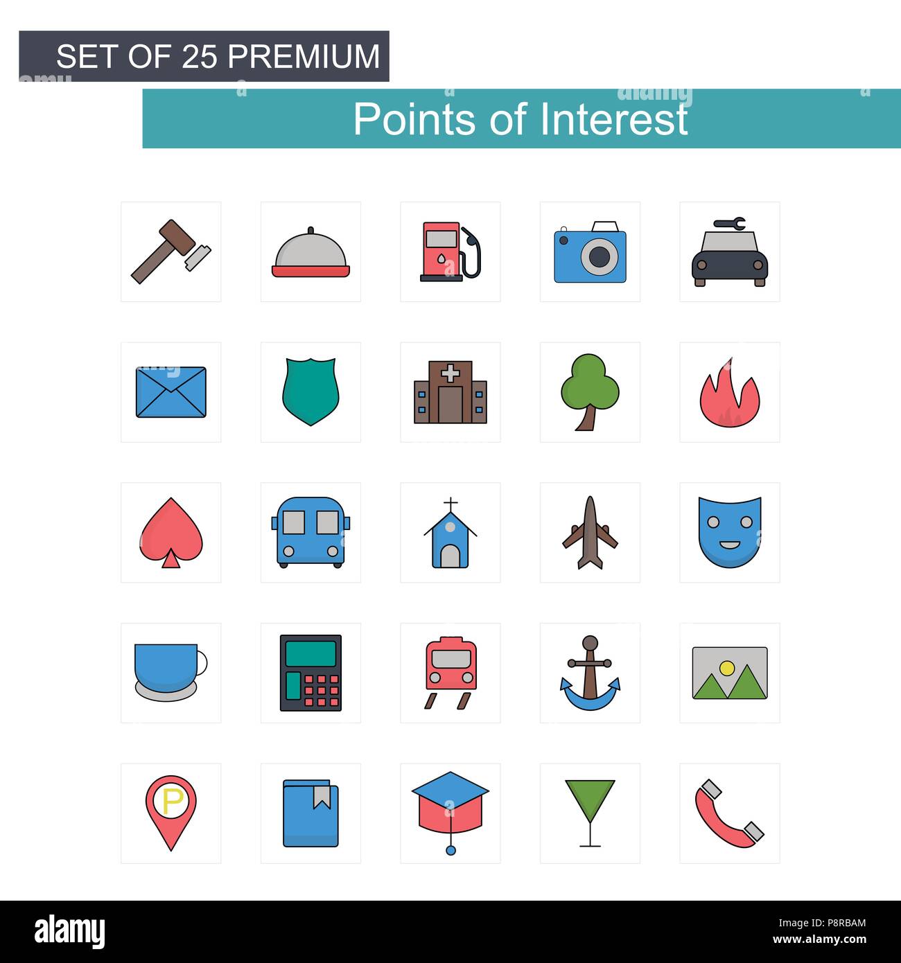 Point of interest icons set. For web design and application interface ...